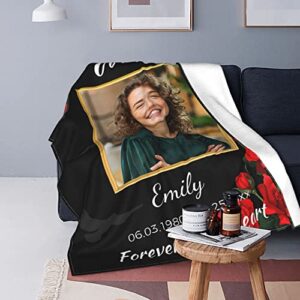 KBBMFEU Custom Memorial Blanket Personalized Photo Blanket in Memory of Loved One Gifts Memorial Gifts for Loss of Son Daughter Grandma Grandfather Dad Mom