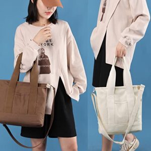 Dosomig Large Capacity Multi-Pocket Handbag Canvas Bag Japanese Handmade Tote Crossbody Bag for Work Daily Travel (Gray)