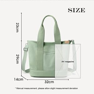 Dosomig Large Capacity Multi-Pocket Handbag Canvas Bag Japanese Handmade Tote Crossbody Bag for Work Daily Travel (Gray)