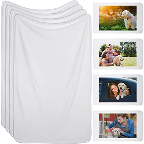 Sublimation Blanket Sublimation Throw Blanket Printed Flannel Blanket Customized Soft Blanket for Lover Friends Heat Press Home Sofa Bedroom, 80 x 120 cm/ 31.5 x 47.2 Inch (4 Piece)