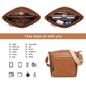 MOSISO Crossbody Bag, Purses for Women Crossbody Bag, Multi Pockets Lightweight Waterproof Crossbody Purse Bag Handbag Shoulder Bag Holder Wallet Card Purse with Tassel, Brown