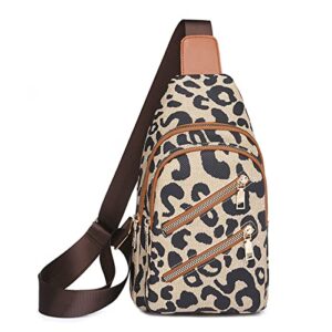 tekzitfuir women’s leopard chest bag chest backpack bag sling crossbody bag satchel backpack purse