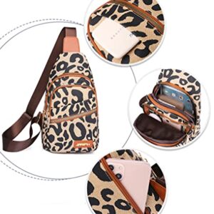 Tekzitfuir Women's Leopard Chest Bag Chest Backpack Bag Sling Crossbody Bag Satchel Backpack Purse