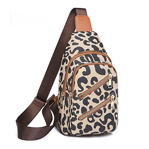 Tekzitfuir Women's Leopard Chest Bag Chest Backpack Bag Sling Crossbody Bag Satchel Backpack Purse