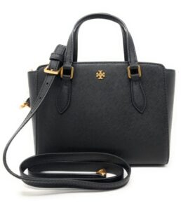 tory burch emerson mini top zip tote crossbody bag – black