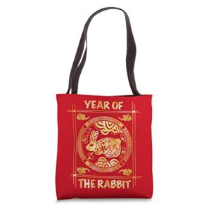 happy chinese new year 2023 year of the rabbit lucky red tote bag