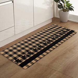 indoor door mat welcome entryway rug western star country style buffalo plaid non slip floor doormats absorbent bath rugs black stars striped on checker carpet for front/back doors