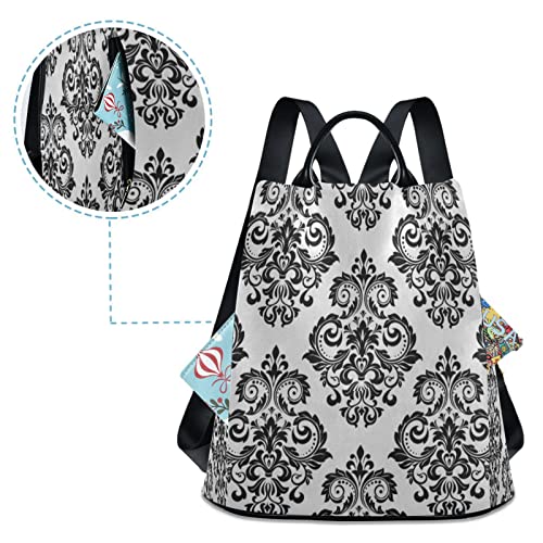 SLHFPX Floral Damask Backpack Purse For Women Anti Theft Fashion Back Pack Shoulder Bag Multipurpose Pockets