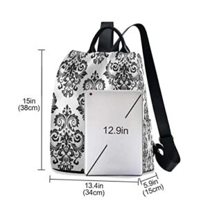 SLHFPX Floral Damask Backpack Purse For Women Anti Theft Fashion Back Pack Shoulder Bag Multipurpose Pockets