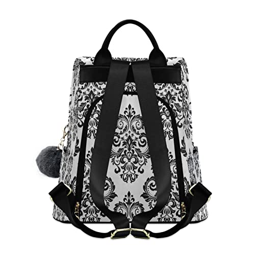 SLHFPX Floral Damask Backpack Purse For Women Anti Theft Fashion Back Pack Shoulder Bag Multipurpose Pockets