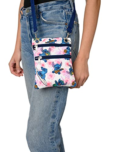 Disney Passport Crossbody Bag Stitch All Over Print (Blue Pink)