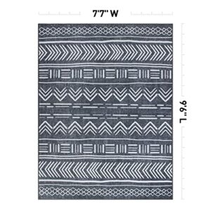 Rugshop Contemporary Geometric Bohemian Stain Resistant Flat Weave Eco Friendly Premium Recycled Machine Washable Area Rug 7'7"x9'6" Dark Gray