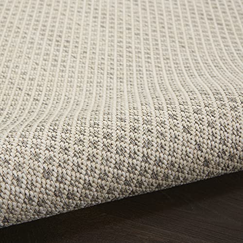 Nourison Courtyard Indoor/Outdoor Ivory/Silver 10' x 14' Area -Rug, Easy -Cleaning, Non Shedding, Bed Room, Living Room, Dining Room, Backyard, Deck, Patio (10x14)