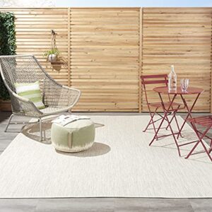 Nourison Courtyard Indoor/Outdoor Ivory/Silver 10' x 14' Area -Rug, Easy -Cleaning, Non Shedding, Bed Room, Living Room, Dining Room, Backyard, Deck, Patio (10x14)