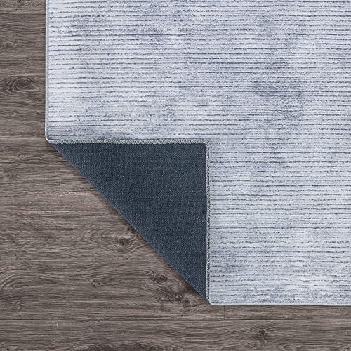 Rugshop Contemporary Distressed Stripe Stain Resistant Flat Weave Eco Friendly Premium Recycled Machine Washable Area Rug 3'3"x5' Gray