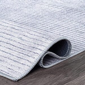 Rugshop Contemporary Distressed Stripe Stain Resistant Flat Weave Eco Friendly Premium Recycled Machine Washable Area Rug 3'3"x5' Gray