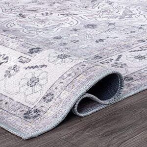 Rugshop Transitional Medallion Stain Resistant Flat Weave Eco Friendly Premium Recycled Machine Washable Area Rug 5'x7' Gray