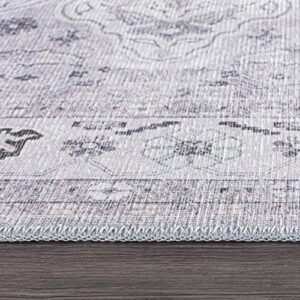 Rugshop Transitional Medallion Stain Resistant Flat Weave Eco Friendly Premium Recycled Machine Washable Area Rug 5'x7' Gray