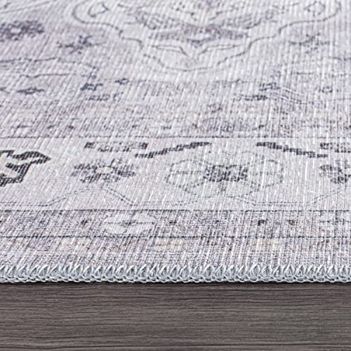 Rugshop Transitional Medallion Stain Resistant Flat Weave Eco Friendly Premium Recycled Machine Washable Area Rug 5'x7' Gray