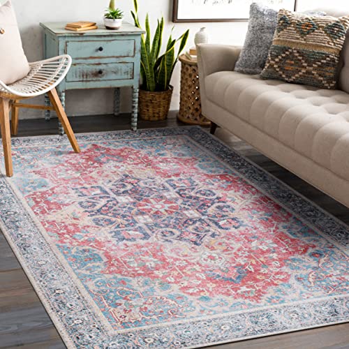 Rugshop Traditional Distressed Vintage Stain Resistant Flat Weave Eco Friendly Premium Recycled Machine Washable Area Rug 3'3"x5' Multi