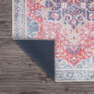 Rugshop Traditional Distressed Vintage Stain Resistant Flat Weave Eco Friendly Premium Recycled Machine Washable Area Rug 3'3"x5' Multi