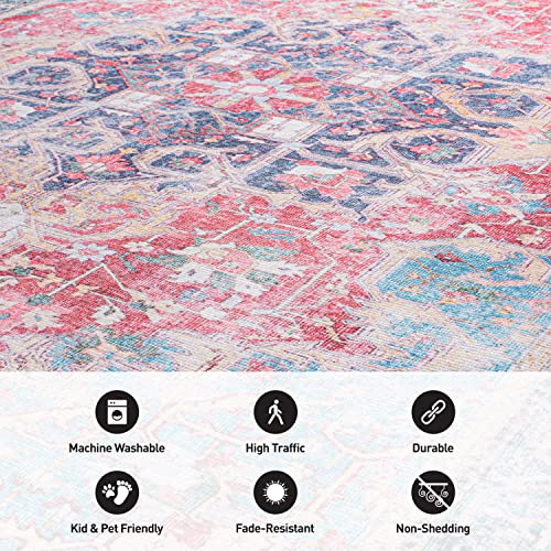 Rugshop Traditional Distressed Vintage Stain Resistant Flat Weave Eco Friendly Premium Recycled Machine Washable Area Rug 3'3"x5' Multi