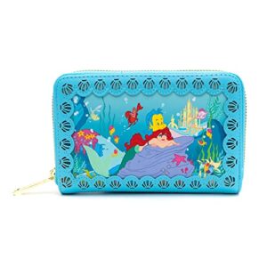 loungefly disney the little mermaid, princess stories series ariel wallet, flounder sebastian