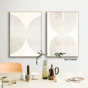 Neutral Canvas Wall Art Boho Mid Century Modern Prints Boho Beige Line Art Canvas Boho Art Wall Decor Set of 2 Mid Century Geometric Wall Decor for Bedroom Neutral Minimalist Print 16x24inch No Frame