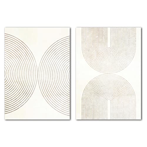 Neutral Canvas Wall Art Boho Mid Century Modern Prints Boho Beige Line Art Canvas Boho Art Wall Decor Set of 2 Mid Century Geometric Wall Decor for Bedroom Neutral Minimalist Print 16x24inch No Frame