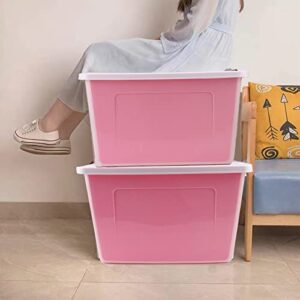 123 Quart Large Plastic Storage Bins Waterproof, Utility Tote Organizing Container Box with Buckle Down Lid, Collapsible Clear Plastic Storage Box, for Toys Clothes and Bedding, 1 pack, Pink