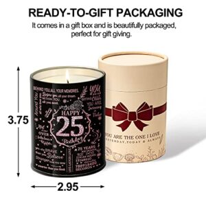 Happy 25th Birthday Gifts for Women Scented Candles, 25th Birthday Home Decorations Candles, 25 Years Old Christmas Birthday Gift for Daughter Girlfriend Sister