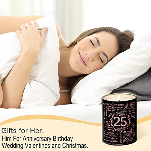 Happy 25th Birthday Gifts for Women Scented Candles, 25th Birthday Home Decorations Candles, 25 Years Old Christmas Birthday Gift for Daughter Girlfriend Sister