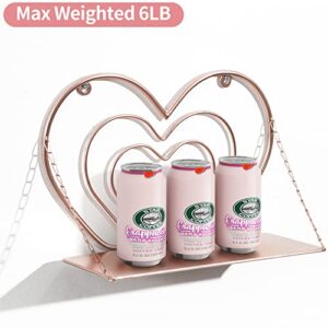 Godimerhea 12in Heart Floating Shelves for Wall, Cute Funny Heart Wall Mounted Hanging Shelf Rose Gold Unique Small Decorative Storage Racks for Bedroom, Bathroom, Living Room