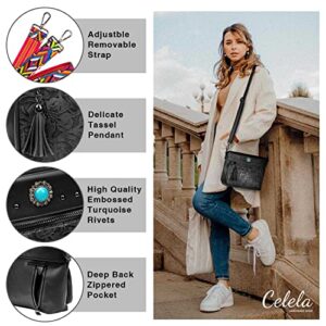 CELELA Black Women's Crossbody Handbags Ladies Shoulder Bag Small Hobo Purse Cross-body And Women Wallet