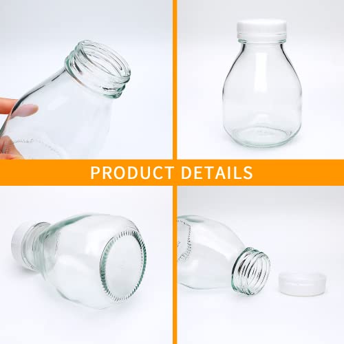 Accguan Glass Milk Bottles,11oz Reusable Glass Bottles with Lids,Suitable for Milk, Juice, Beverage, Party, Weddings, Shower Supplies and Gifts(22 pcs)