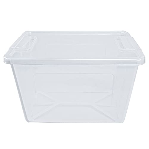 123 Quart Large Plastic Storage Bins Waterproof, Utility Tote Organizing Container Box with Buckle Down Lid, Collapsible Clear Storage Box, for Toys Clothes and Bedding, 1 pack, Transparent