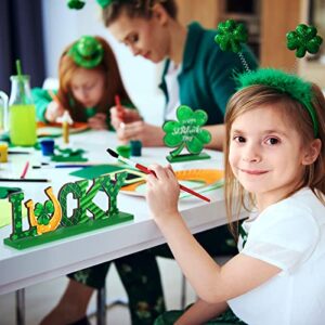 6 Pieces St. Patrick's Day Table Sign Decoration Happy Irish Lucky Table Centerpiece Signs Shamrock Gnome Wood Sign Leprechaun Table Decorations Signs for St Patrick's Day Home Party Decor