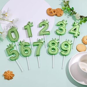 3inch Birthday Number Candle, 3D Candle Cake Topper with Crown Cake Numeral Candles Number Candles for Birthday Anniversary Parties (Green; 3)