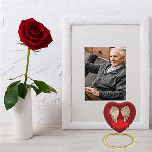 Red Heart Keepsake Urn - Mini Heart Cremation Urn with Stand & Box - Small Angel Heart Urn for Human Ashes - Honor Your Loved One with Red Urn Heart Shaped - Perfect for Adults & Infants