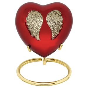 Red Heart Keepsake Urn - Mini Heart Cremation Urn with Stand & Box - Small Angel Heart Urn for Human Ashes - Honor Your Loved One with Red Urn Heart Shaped - Perfect for Adults & Infants