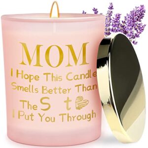 gifts for mom from daughters son, funny birthday gifts for mom from daughter, unique mom gifts, mothers day thanksgiving christmas gifts presents for mom, 7oz lavender scented candles