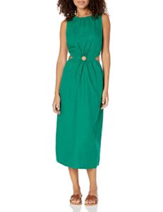 the drop women’s sade linen cut out midi, ultramarine green, s