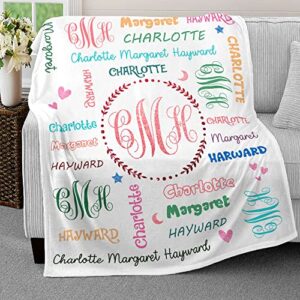 SANDJEST Personalized Baby Blanket Unicorn Custom Baby Name Fleece Throw Blanket Customized Gift for Baby New Mom Niece Daughter Granddaughter Birthday Shower (Style 3)