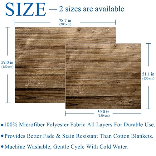 Fleece Throw Blanket,Super Soft Luxurious Bedding Blanket Plank Wood Style Pattern