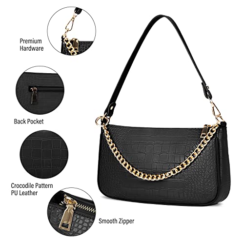 Shoulder Bag for Women Retro Classic Tote HandBag Womens Crossbody Clutch Tiny Crossbody Clutch Purses with Croc Pattern