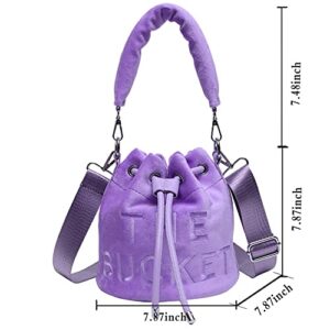 AyTotoro Bucket Bag for Women, Fashion Shoulder Satchel Bag Purse Soft Plush Bucket Bag Crossbody Drawstring Handbag Hobo Bag (Purple)