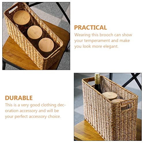 Ipetboom Magazine Wicker Basket Magazine Wicker Basket Woven Magazine Basket, 1 Pc Woven Magazine Rack Woven Storage Basket Woven Book Basket Magazine Wicker Basket Rattan Magazine Holder Desk Topper