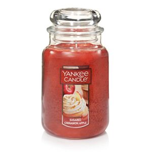 Yankee Candle Red Apple Wreath Scented, Classic 22oz Large Jar Single Wick Candle & Sugared Cinnamon Apple Scented, Classic 22oz Large Jar Single Wick Candle