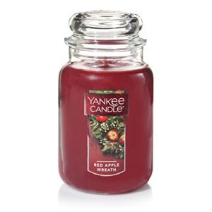 Yankee Candle Red Apple Wreath Scented, Classic 22oz Large Jar Single Wick Candle & Sugared Cinnamon Apple Scented, Classic 22oz Large Jar Single Wick Candle