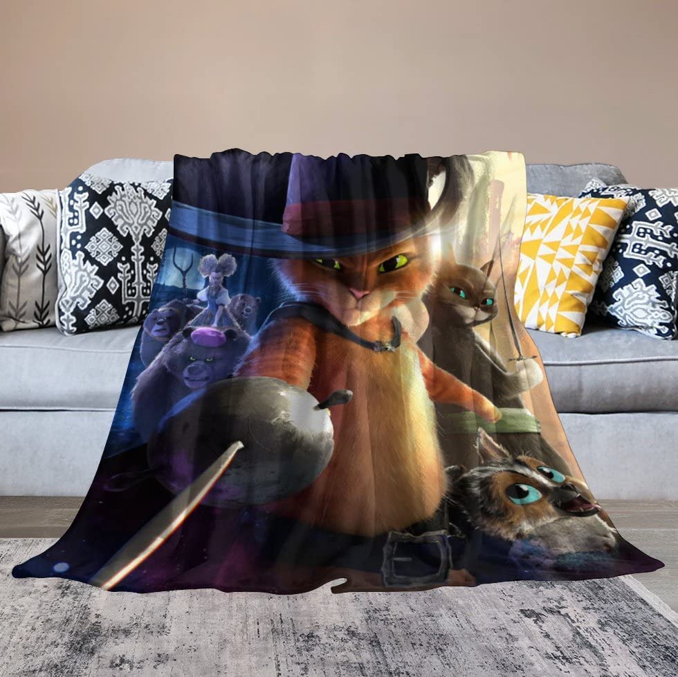 Cartoon Cat Throw Blanket for Sofa Couch | Soft Flannel Fleec Warm Cozy Lightweight Microfiber Unisex 50"x40"